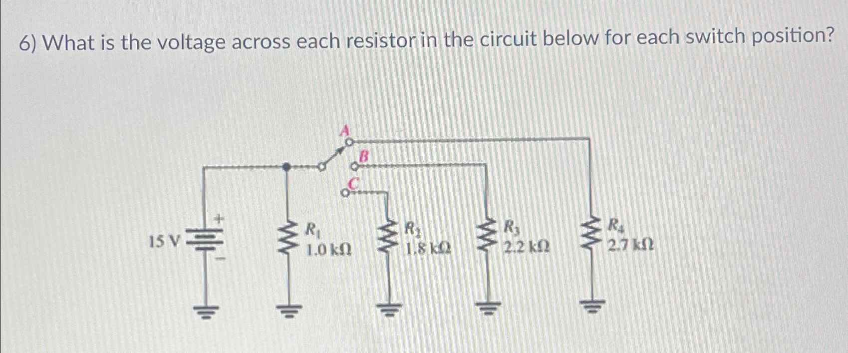 Solved What is the voltage across each resistor in the | Chegg.com