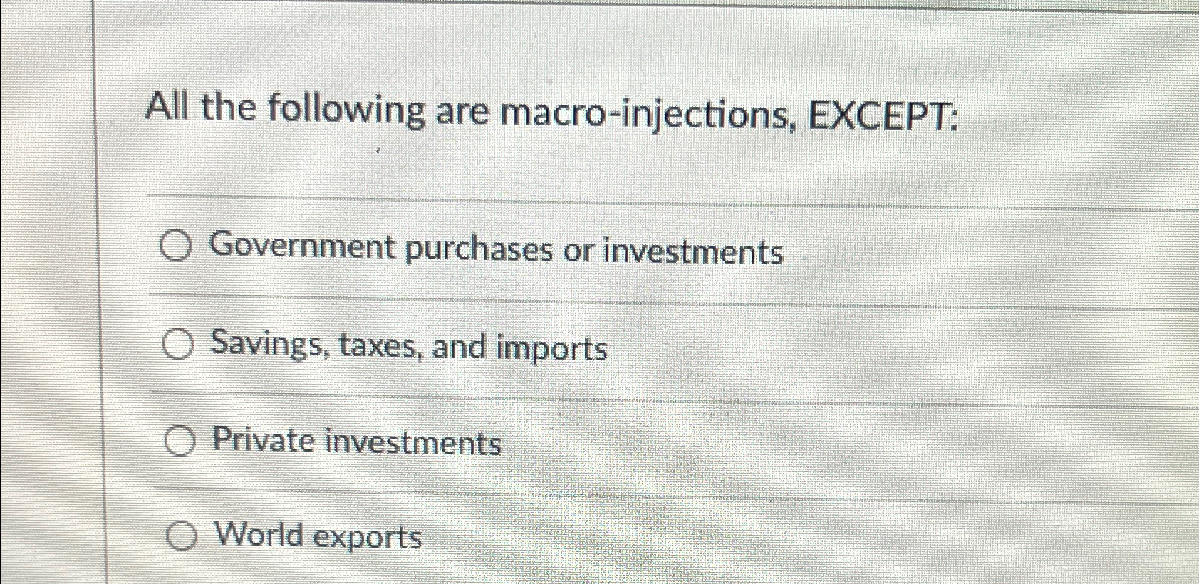 Solved All the following are macro-injections, | Chegg.com