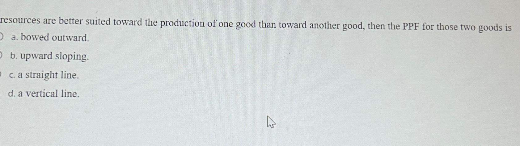 Solved resources are better suited toward the production of | Chegg.com