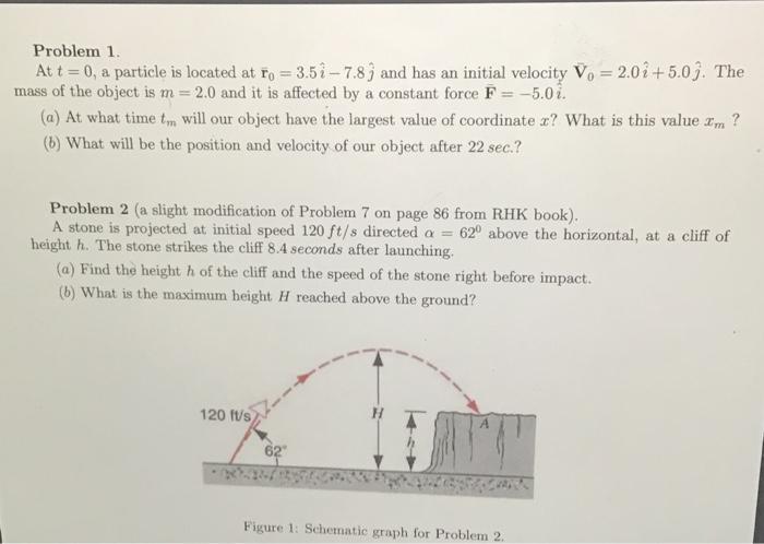Solved Problem 1. At t=0, a particle is located at | Chegg.com