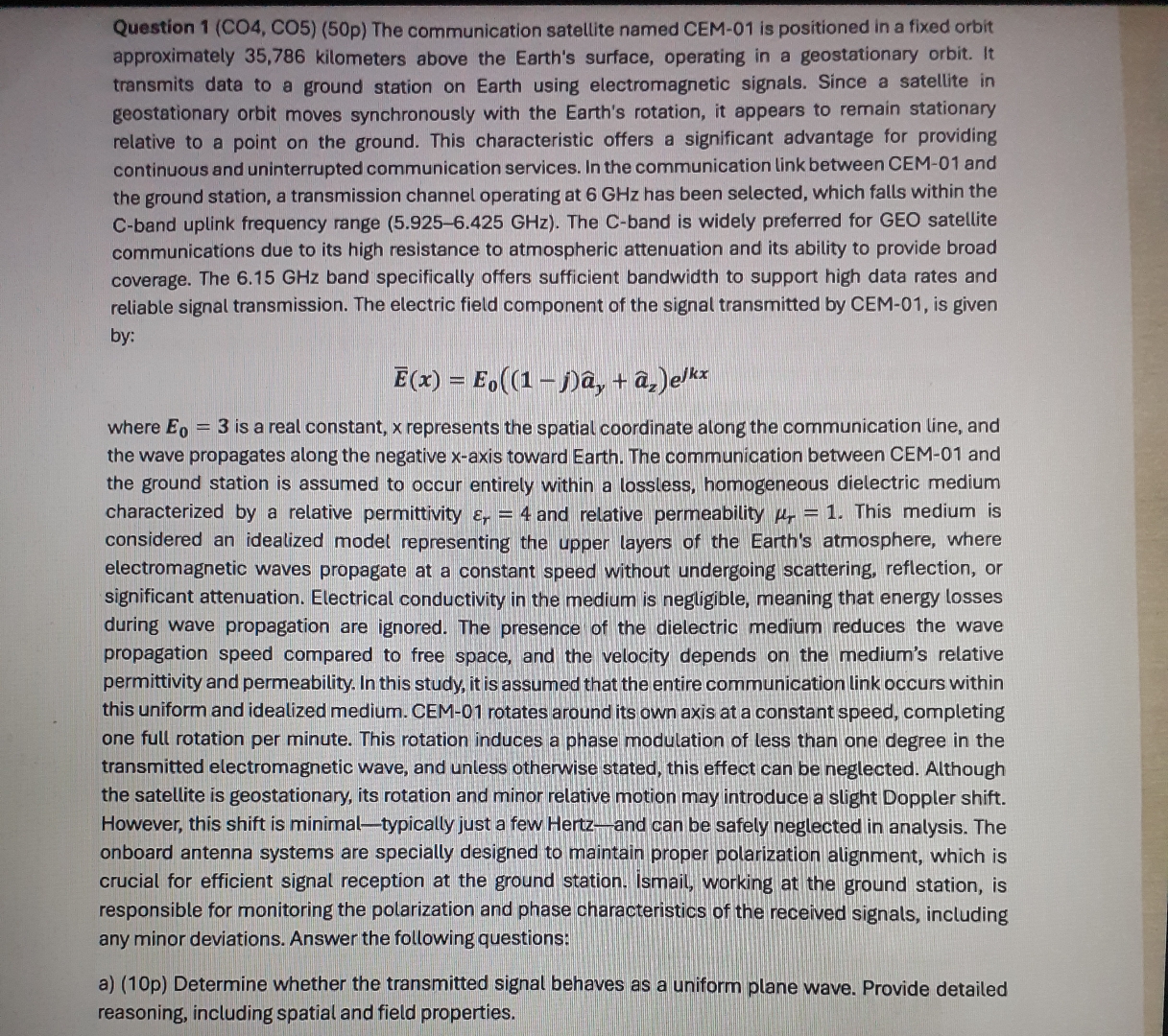 Solved Question 1 (CO4, ﻿CO5) (50p) ﻿The communication | Chegg.com