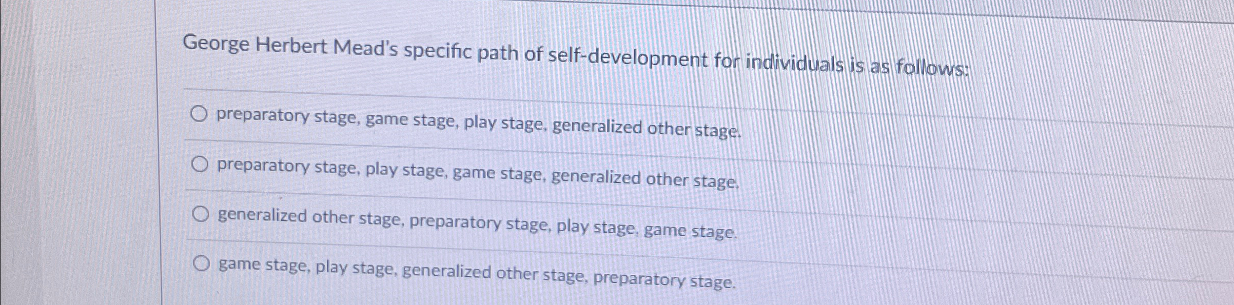 Solved George Herbert Mead's specific path of | Chegg.com