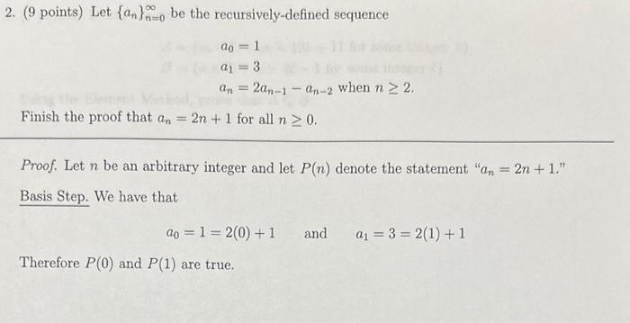 Solved 2. ( 9 points) Let {an}n=0∞ be the | Chegg.com