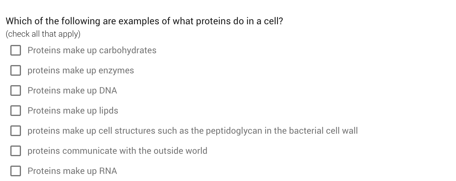 Solved Which of the following are examples of what proteins | Chegg.com