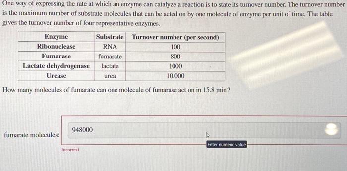One way of expressing the rate at which an enzyme can | Chegg.com