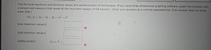 Solved Find The Local Maximum And Minimum Values And Saddle