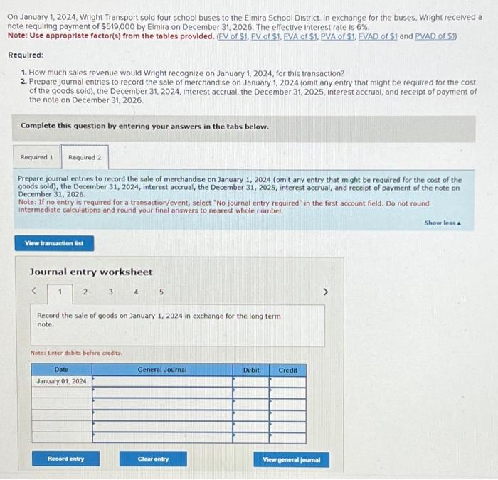Solved On January 1, 2024, Wright Transport sold four school | Chegg.com