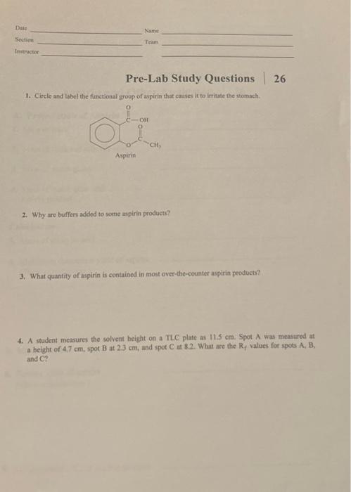 Solved Date Name Kectim Team Intructor Pre-Lab Study | Chegg.com