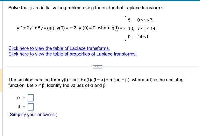 Solved Solve the given initial value problem using the | Chegg.com