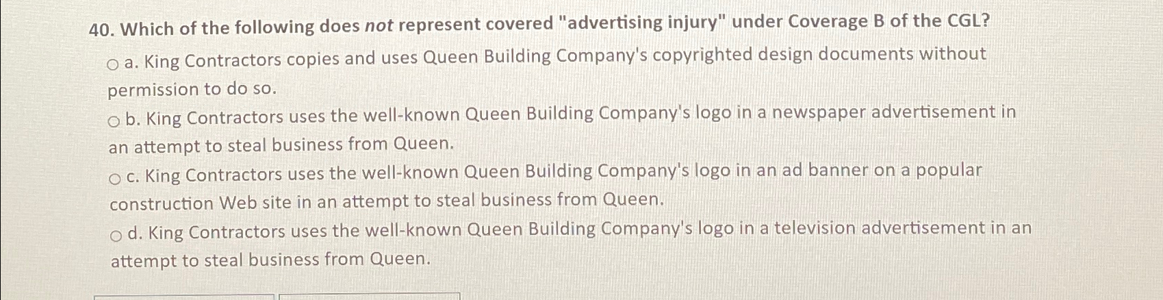 Solved Which of the following does not represent covered | Chegg.com