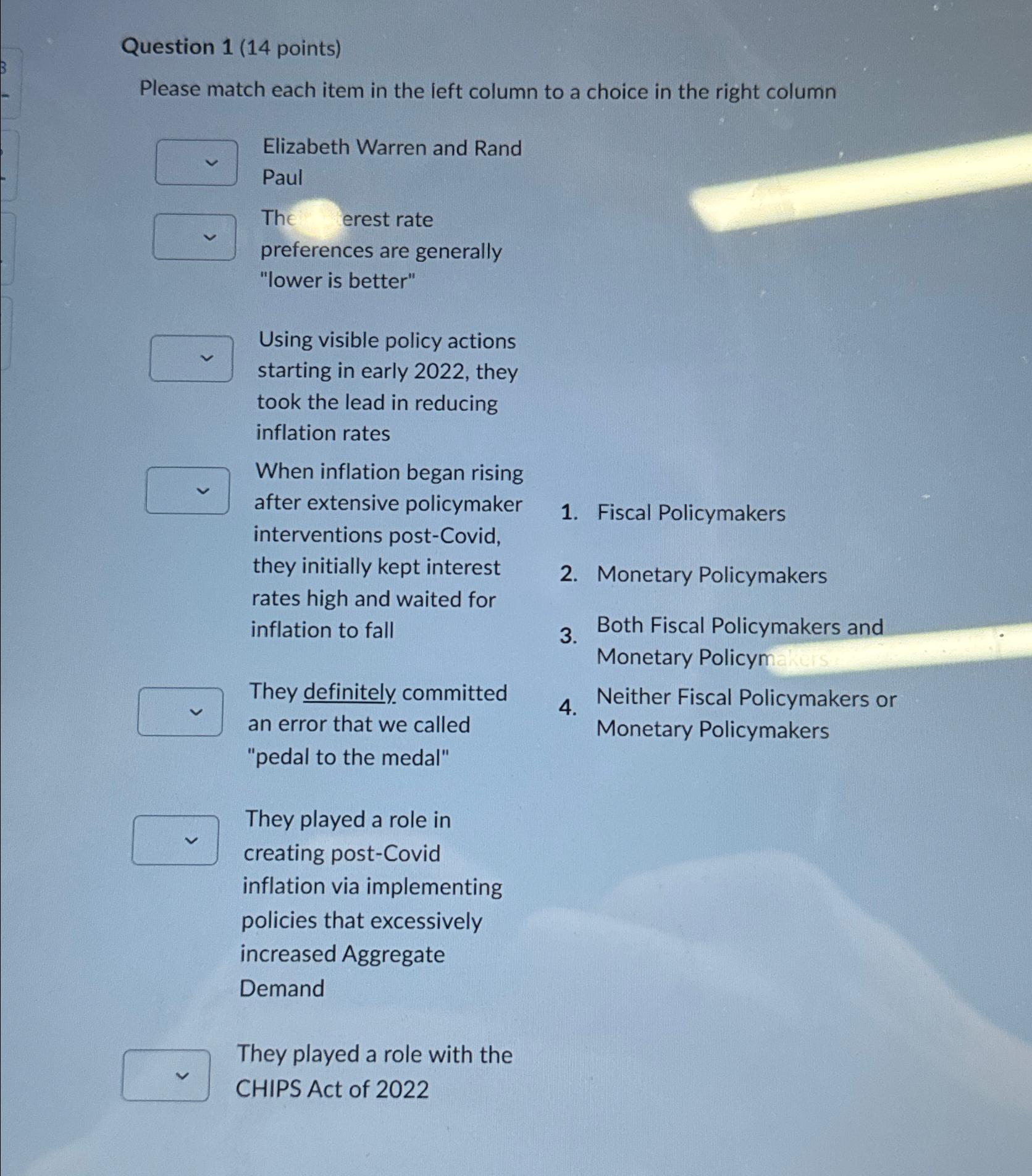 Solved Question 1 (14 ﻿points)Please match each item in the | Chegg.com