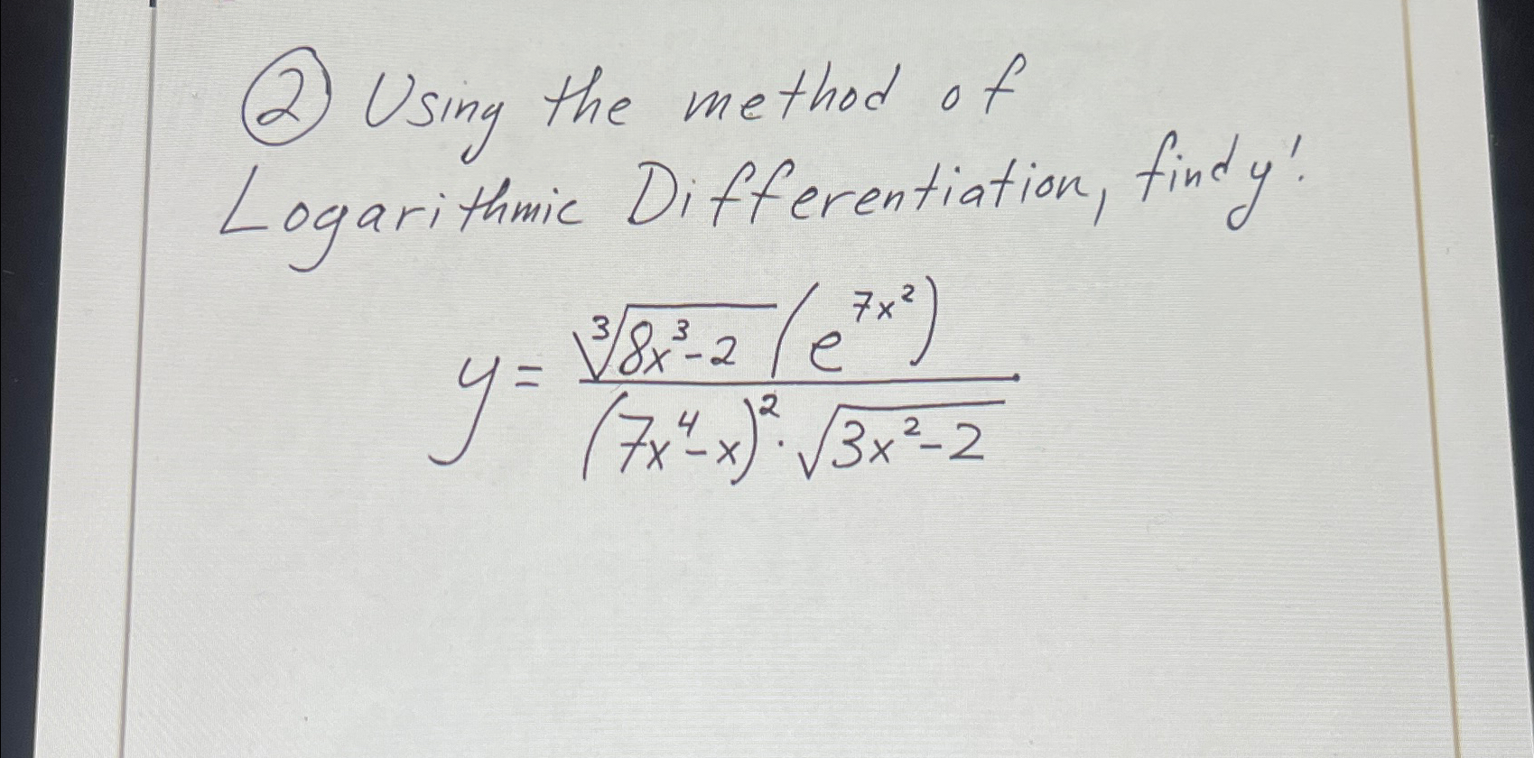 Solved (2) ﻿Using the method of Logarithmic Differentiation, | Chegg.com