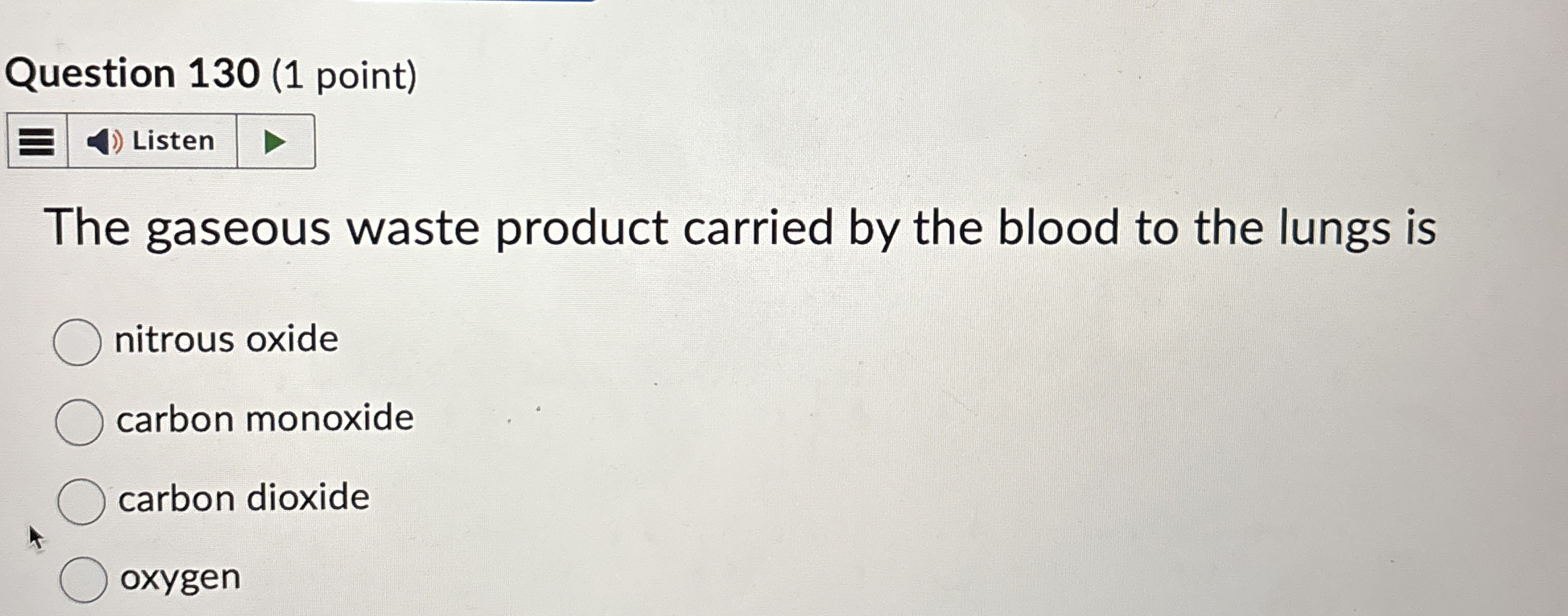 Solved Question 130 (1 point)ListenThe gaseous waste | Chegg.com Solved Question 130 (1 point)ListenThe gaseous waste | Chegg.com