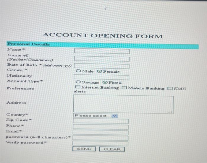 Solved For the given form layout below, use the AngularJS | Chegg.com