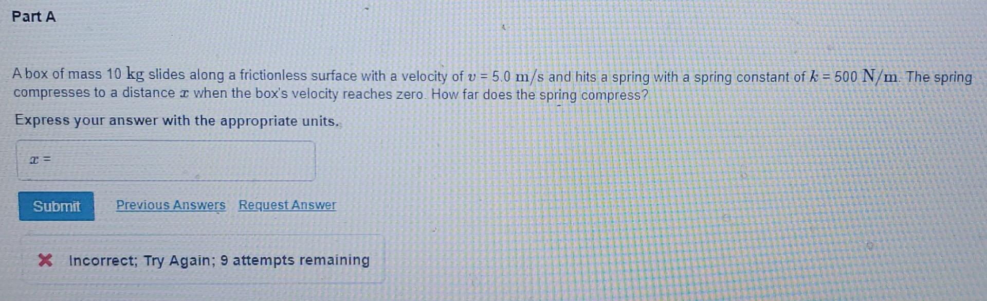 Solved Item 9 co Part A What must the force constant of the | Chegg.com