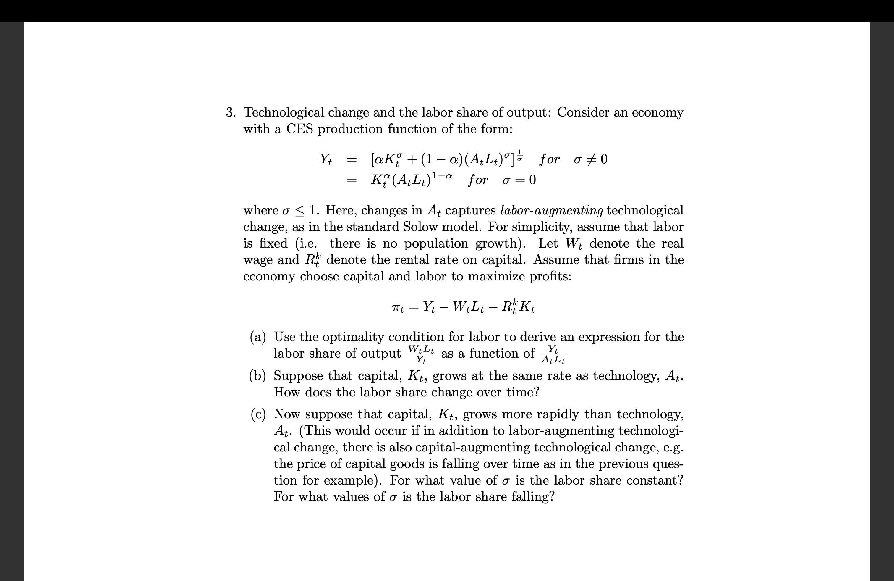 Solved Technological change and the labor share of output: | Chegg.com