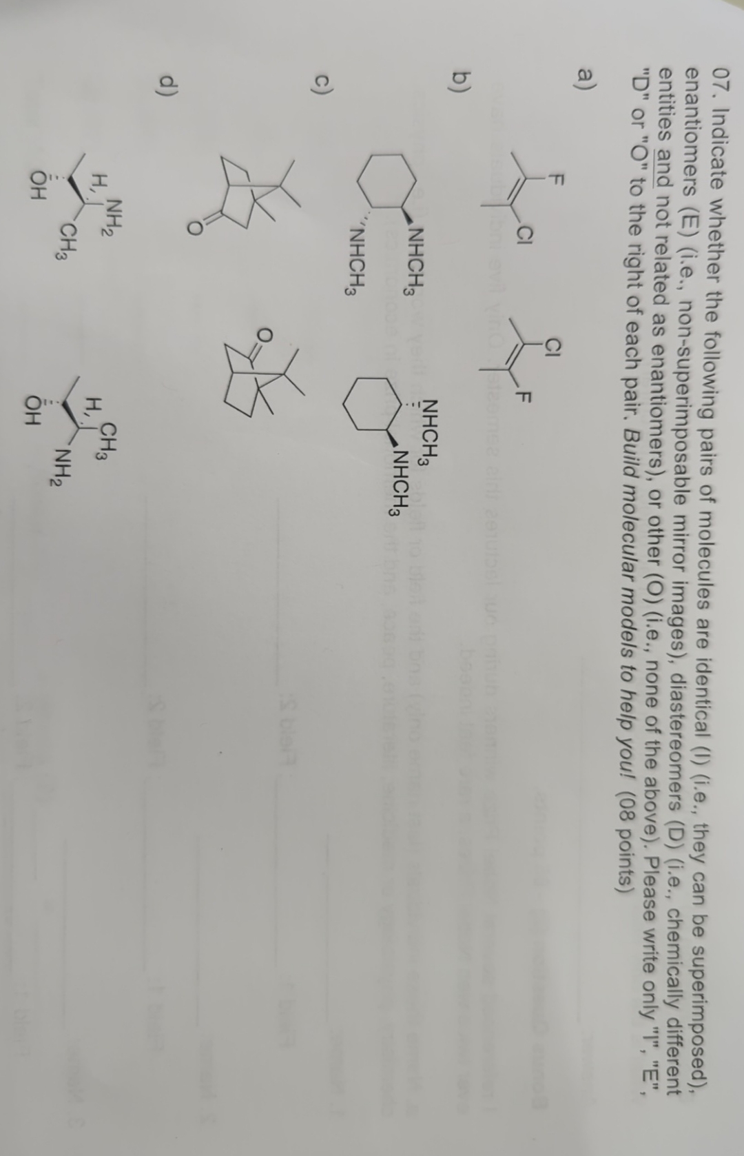 Solved Indicate whether the following pairs of molecules are | Chegg.com
