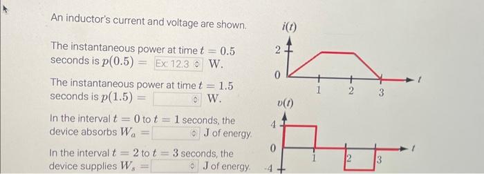 Solved An inductor's current and voltage are shown. The | Chegg.com