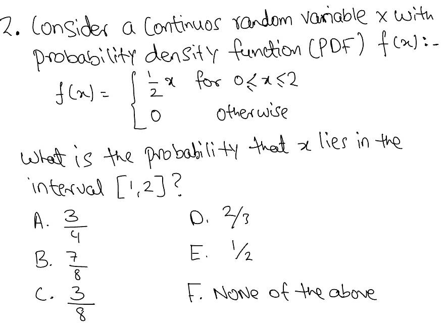 Solved Consider a continuos random variable x ﻿with | Chegg.com