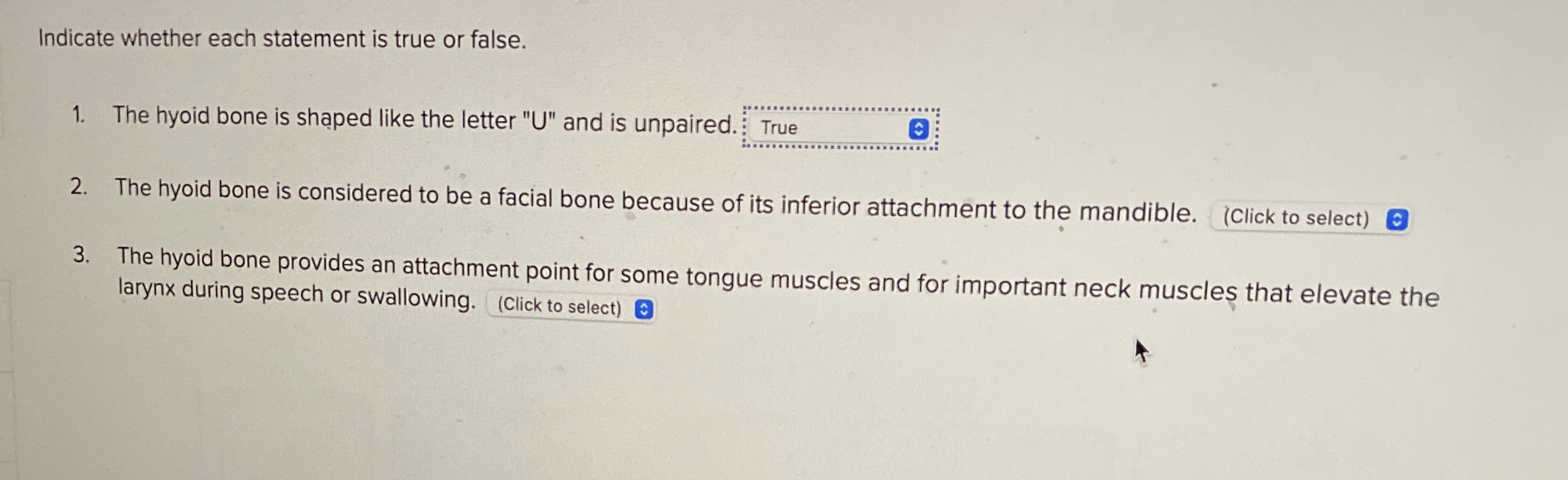 Solved Indicate whether each statement is true or false.The | Chegg.com