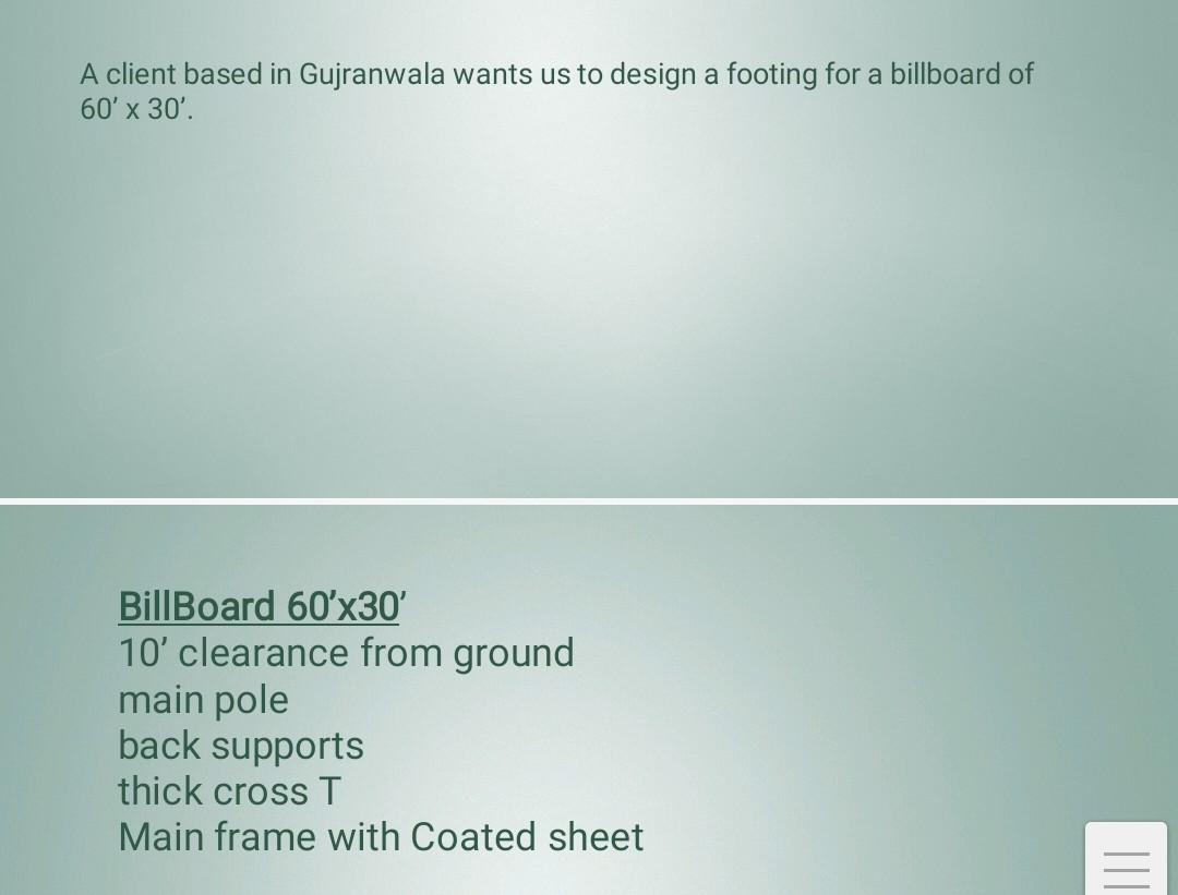 Solved design a footing for a billboard of 60’ x | Chegg.com