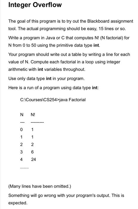 Solved Integer Overflow The goal of this program is to try | Chegg.com