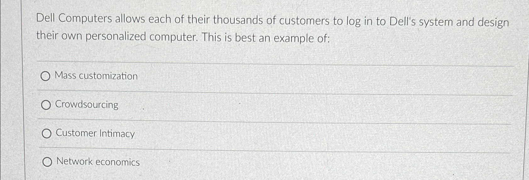 Solved Dell Computers allows each of their thousands of | Chegg.com