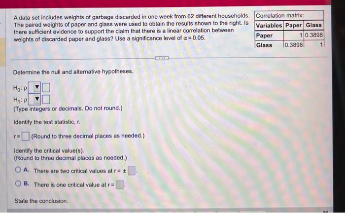 Solved A data set includes weights of garbage discarded in | Chegg.com
