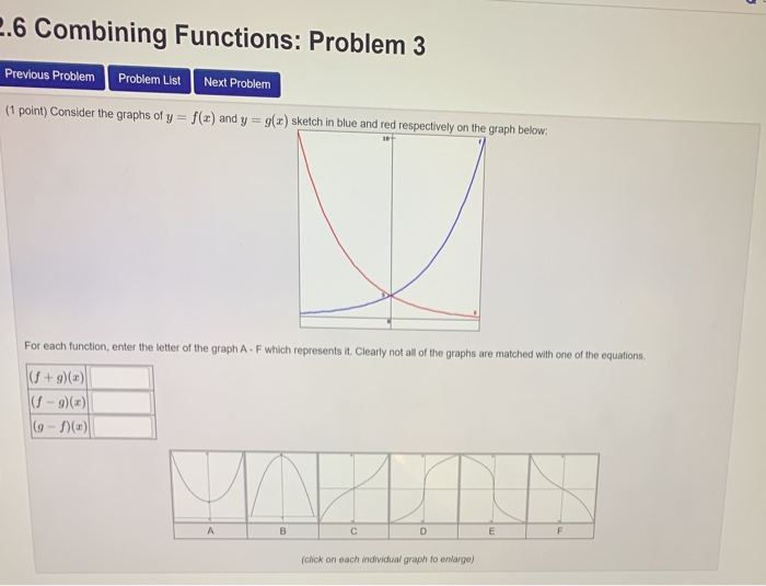 2.6 Combining Functions: Problem 3 Previous Problem | Chegg.com