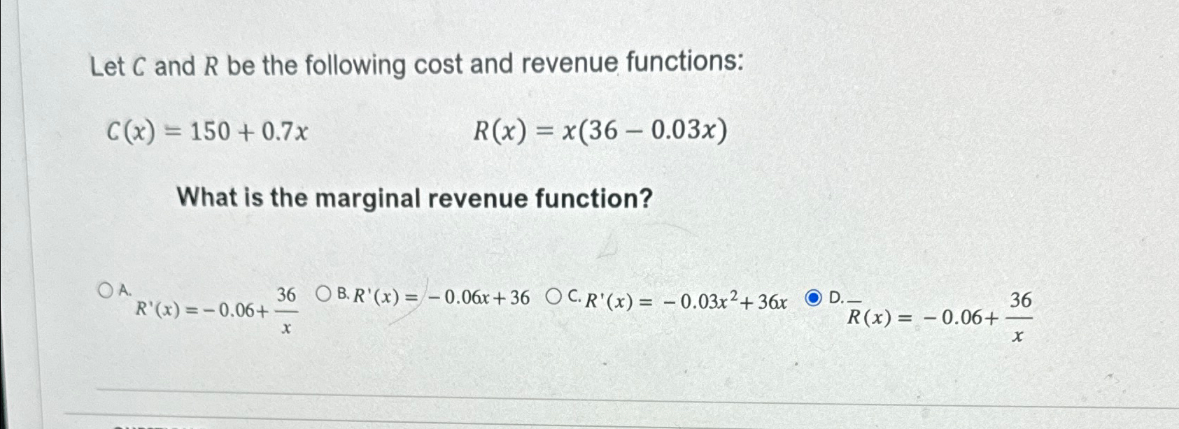 Solved Let C ﻿and R ﻿be the following cost and revenue | Chegg.com
