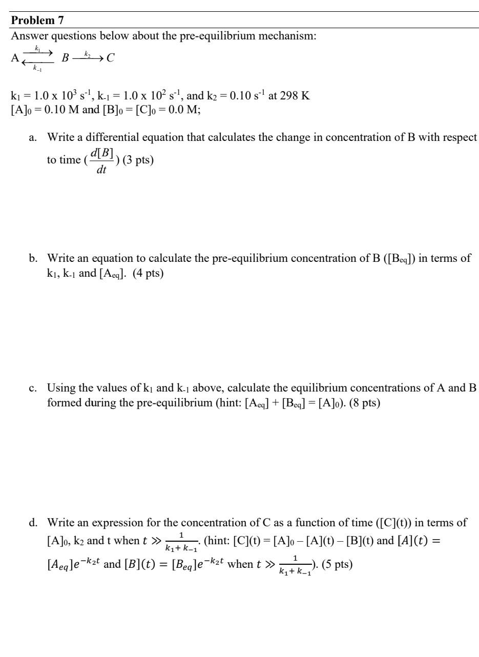 Solved Answer questions below about the pre-equilibrium | Chegg.com