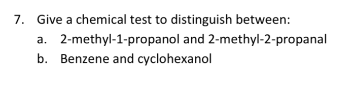 Solved Give a chemical test to distinguish | Chegg.com