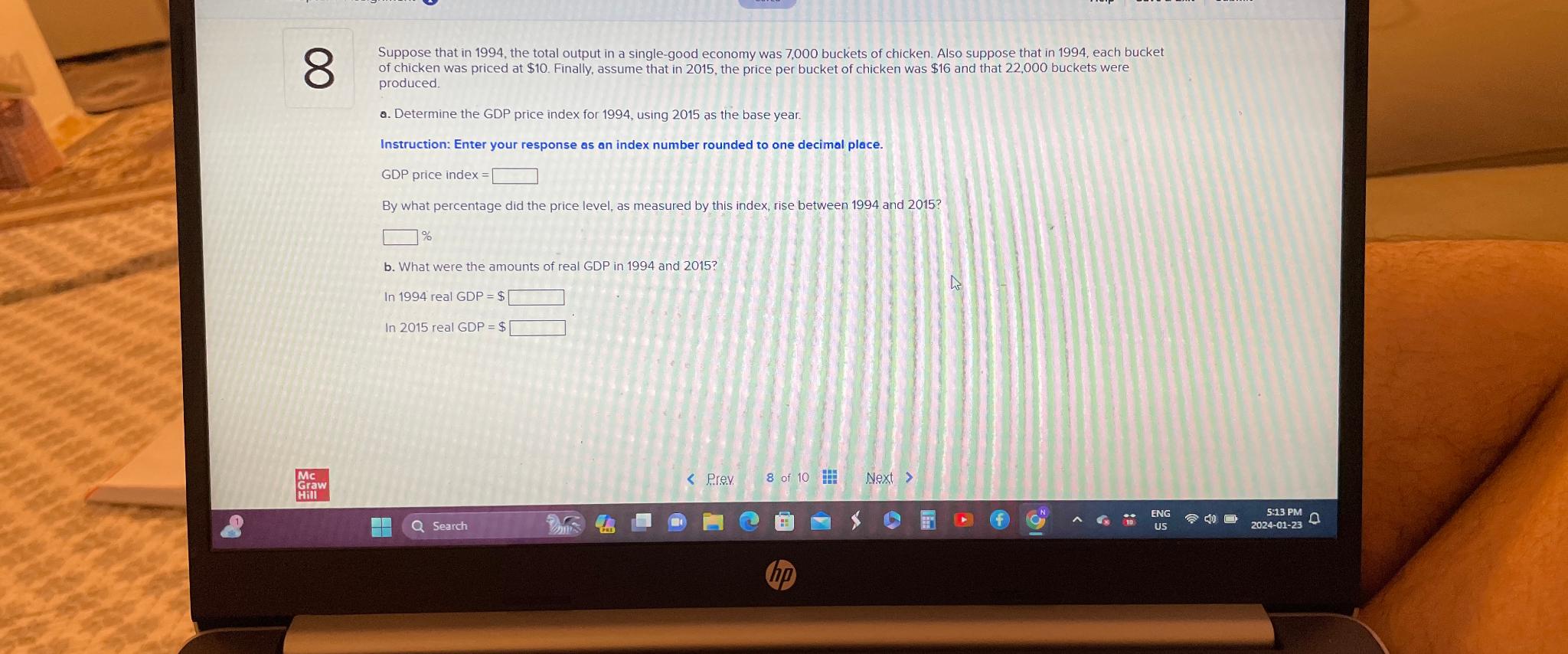 Solved 8Suppose that in 1994, ﻿the total output in a | Chegg.com