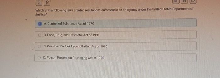 Solved Which of the following laws created regulations | Chegg.com
