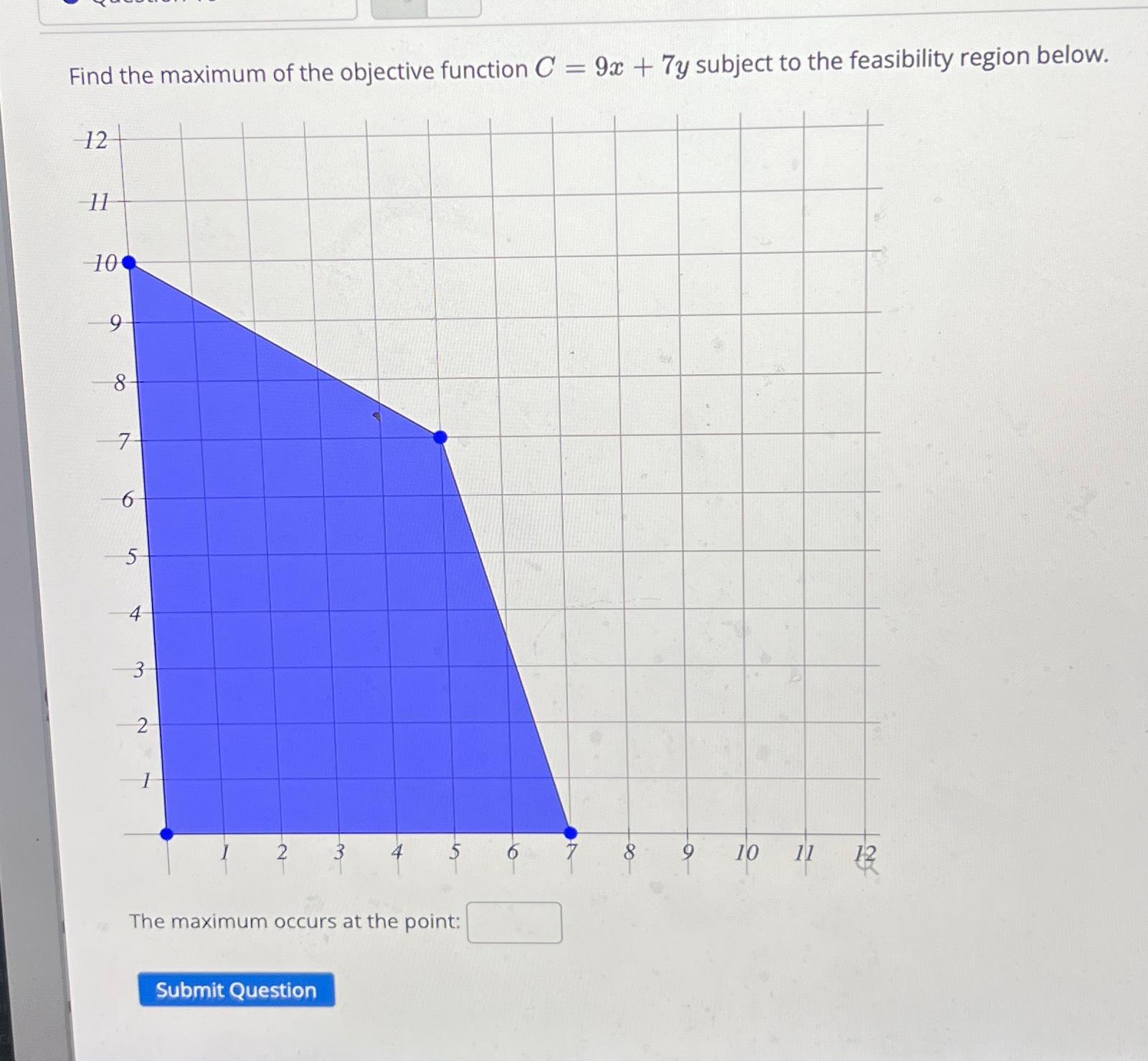 Solved Find The Maximum Of The Objective Function C 9x 7y