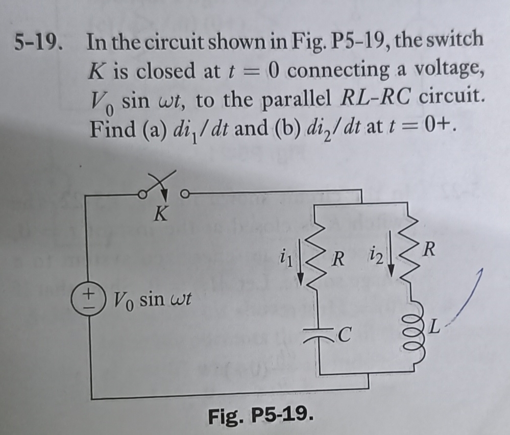 5-19. ﻿In the circuit shown in Fig. P5-19, ﻿the | Chegg.com
