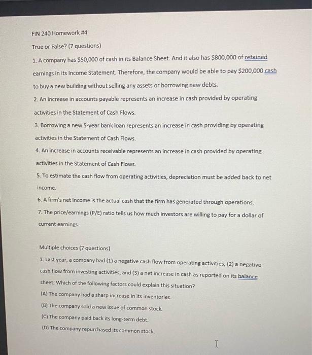Solved 1. A company has $50,000 of cash in its Balance | Chegg.com