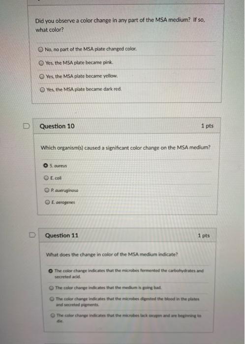 Solved Did you observe a color change in any part of the MSA | Chegg.com