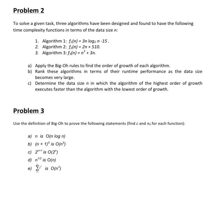 Solved Problem 1 Derive the number of primitive operations | Chegg.com