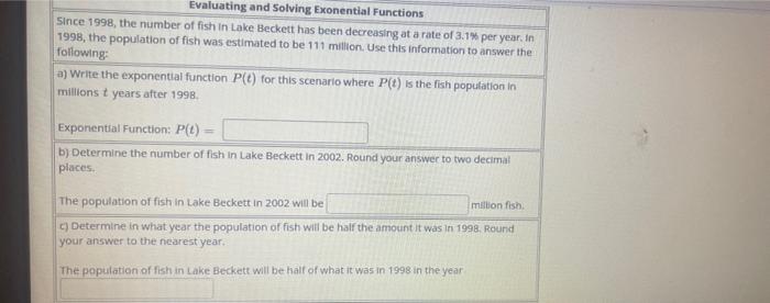 Solved Evaluating and solving Exonential Functions Since | Chegg.com