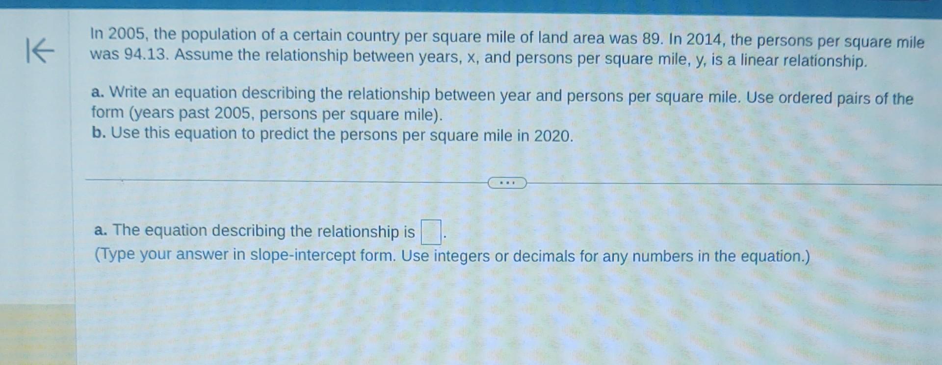 Solved In 2005, the population of a certain country per | Chegg.com