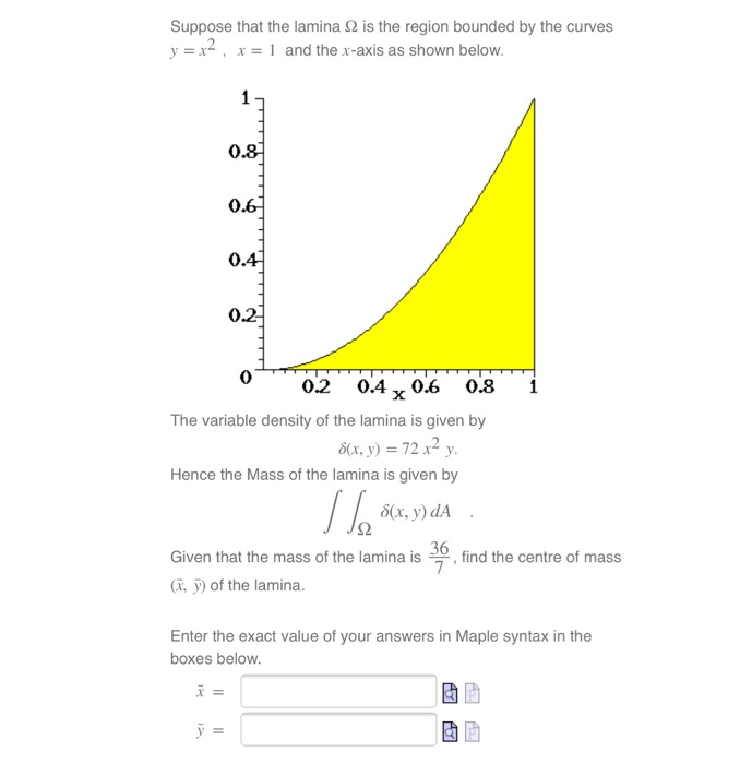 Solved Suppose that the lamina 2 is the region bounded by | Chegg.com