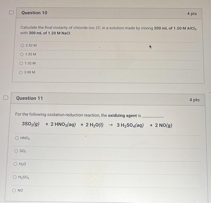Solved Calculate the final molarity of chloride ion, Cl; in | Chegg.com