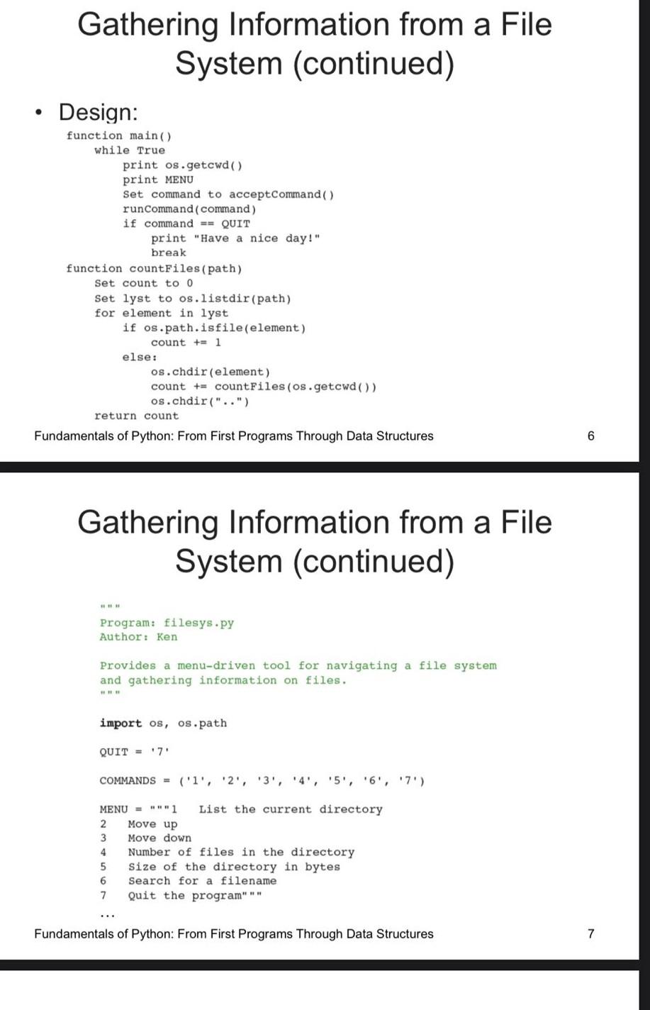 Solved Gathering Information from a File System Request: | Chegg.com