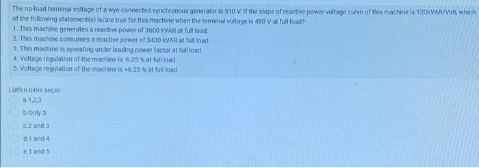 Solved The no-load terminal voltage of a wye-connected | Chegg.com