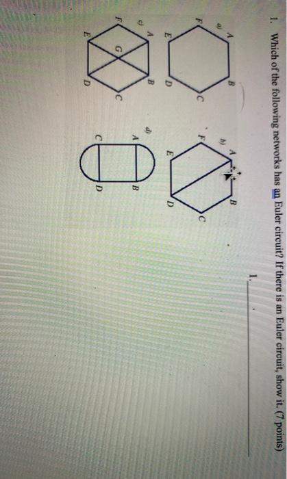 Solved Which If The Following Networks Has A Euler Circut 3664