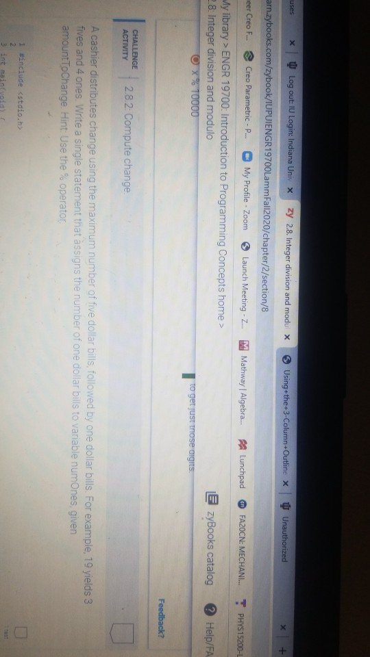 Solved uses х Log out: IU Login: Indiana Univx zy 2.8. | Chegg.com