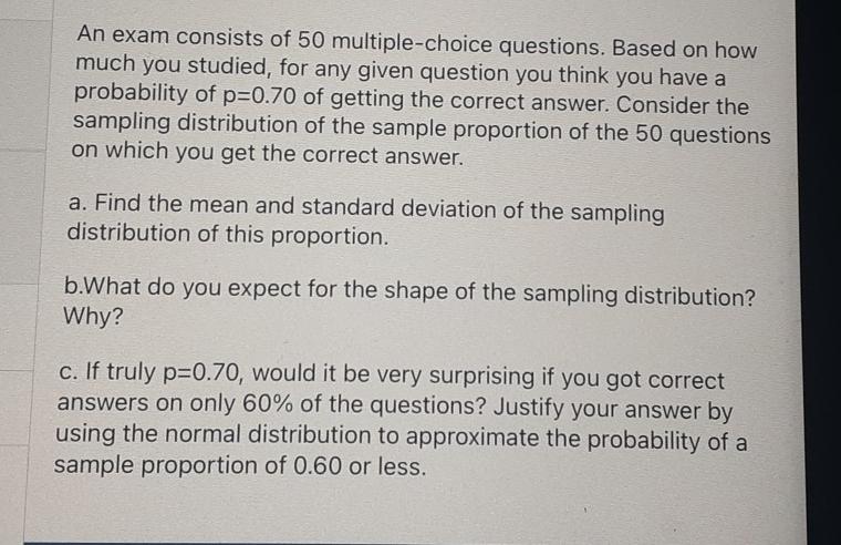 Solved An exam consists of 50 multiple-choice questions. | Chegg.com
