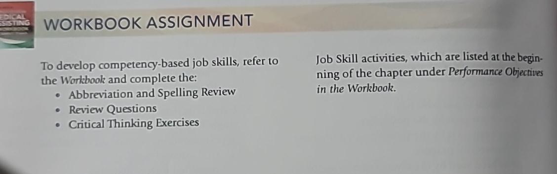 Solved WORKBOOK ASSIGNMENTTo develop competency-based job | Chegg.com