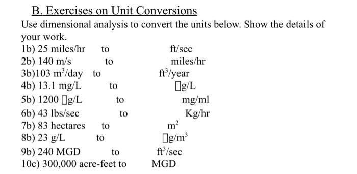 Solved note: the one with square is m so mg/L and mg/m^3 | Chegg.com